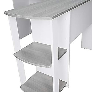 Techni Mobili L Shaped Desk - Modern Computer Desk with Corner Bookshelf & Side Storage Shelves for Home Office Accessories - Elegant, Space-Saving, & Minimalist Executive Table