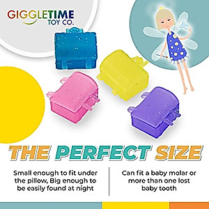 Giggle Time Glitter Tooth Keeper Chest Assortment (144) Pieces - Baby Tooth Box - Tooth Holder for Tooth Fairy, Tooth Keepsake Box - .75 inch Box