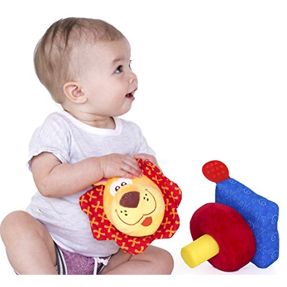 Nuby Build a Buddy- Plush Ring Stacker, Lion