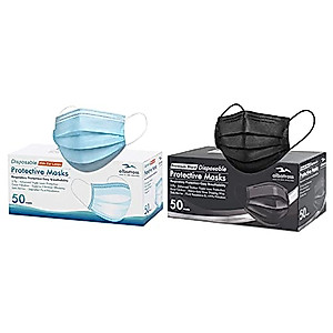 Albatross Health New England Disposable 3 ply Face Masks Pack of 50 pcs/box, Black and Blue