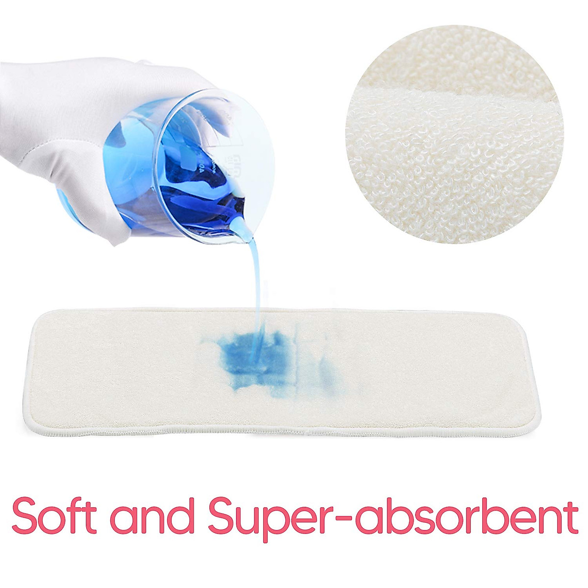 Damero 5-Layer Reusable Diapers Baby Inserts, 12PCS Cloth Diaper Inserts with an Extra Storage Bag