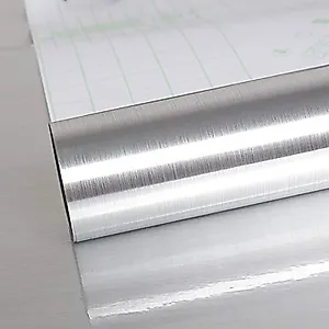 VEELIKE 15.7''x236'' Stainless Steel Contact Paper for Appliances Heat Resistant Self Adhesive Wallpaper Peel and Stick for Dishwasher Refrigerator Washing Machine Oven door Countertop Metal Furniture