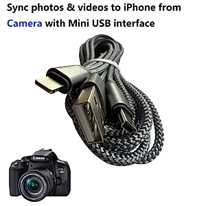 Compatible with Blue Yeti to iPhone 8 Pin Cable, Connect Blue Yeti to iPhone, Adapter, Adaptor, with USB Charging for iPhone 14 Plus 13 Pro Max 12 11 Xs Xr, iOS to Mini USB Cord for Yeti Nano DAC, 6ft