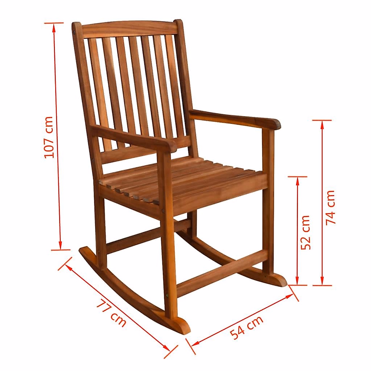 [Outdoor Rocking Chair] - Comfortable Acacia Wood Rocker for Porch Deck or Garden - Classic Wooden Chair for Relaxing Outdoors-Brown