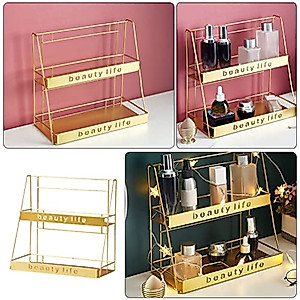 LIFKOME Bathroom Storage 2- Tier Bathroom Organizer Metal Bathroom Countertop Organizer and Storage Shelf Vanity Cosmetic Organizer Holder Kitchen Rack Standing Shelf Organizer
