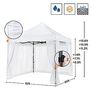 Yaheetech 10'x10' Pop Up Canopy with Removable Mesh Side Walls, Commercial Instant Tent, Instant Canopy Tent for Camping, Family Outings, Wedding