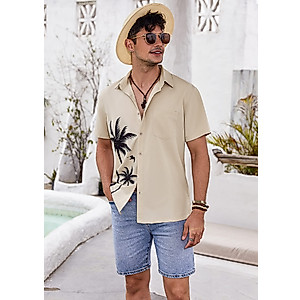 COOFANDY Men Beach Vacation Shirts Aloha Hawaiian Shirts Tropical Shirt with Pockets