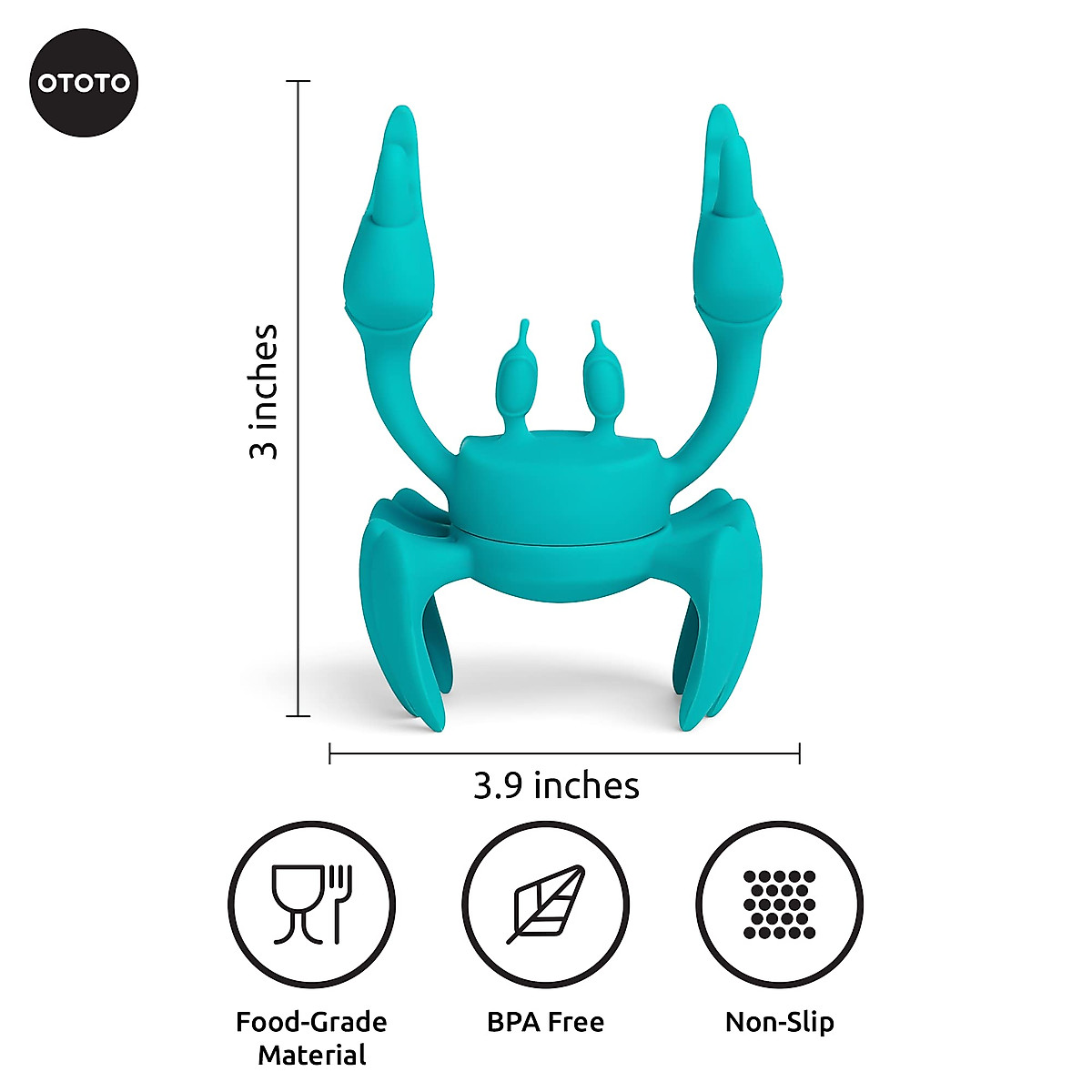 OTOTO Aqua the Crab Silicone Utensil Rest - Silicone Spoon Rest for Stove Top - BPA-Free, Heat-Resistant Kitchen and Grill Utensil Holder - Non-Slip Spoon Holder Stove Organizer, Steam Releaser