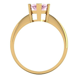 Clara Pucci 2.50 ct Marquise Cut Solitaire Pink Simulated Diamond Engagement Bridal Promise Anniversary Ring 18K Yellow Gold Size 9
