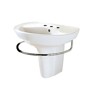 American Standard 0268888.020 Ravenna Wall-Mounted 2-Piece Shroud and Lavatory with 3 Faucet Holes (8 Centers), White