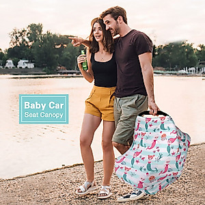 Car Seat Covers for Babies, Infant Carseat Canopies for Boys Girls, Opening Nursing Cover with Breathable Interactive Window, Soft Carrier Cover Newborn Shower Gift