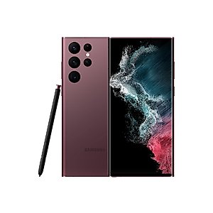SAMSUNG Galaxy S22 Ultra Cell Phone, Factory Unlocked Android Smartphone, 512GB, 8K Camera & Video, Brightest Display Screen, S Pen, Long Battery Life, Fast 4nm Processor, US Version, 2022, Burgundy