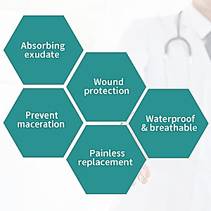 Dimora Silicone Super Absorbent Wound Dressings, 5"X5" Self-Adhesive Bandages with Ultrasorb Polymer, 10 Packs