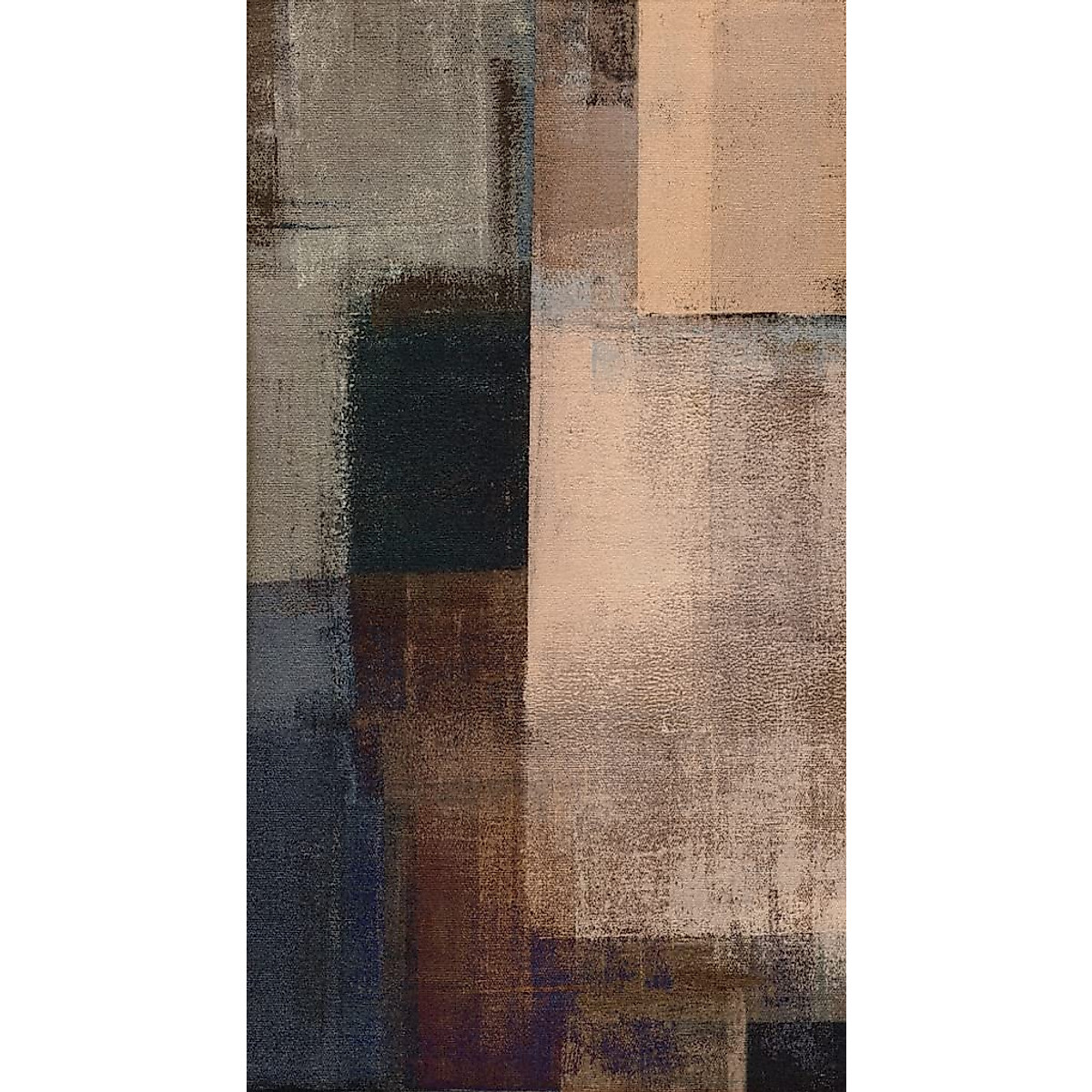 Vintage Distressed Black Brown Abstract Modern Area Rug for Living Room Bedroom Dining Room Washable Soft Thick Throw Carpet Beside Bed Chair Runner Rug Indoor Long Area Rug 2x6