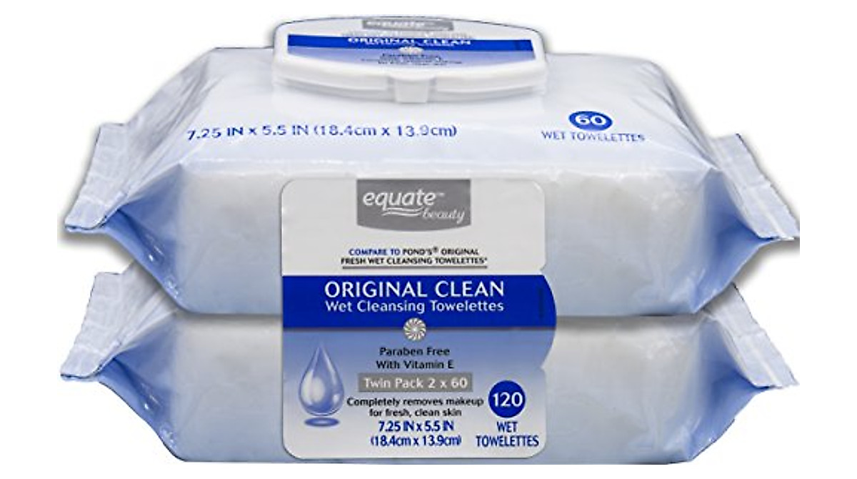 Equate Facial Cleansing Towelettes - 120 Count Twin Pack for All Skin Types