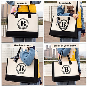Qoosefun personalized bags for women,Tote Bag For Women,Initial Tote Bag For Women, Personalized gifts for women, beach bag, monogrammed gifts for women, Tote Bag With Zipper M