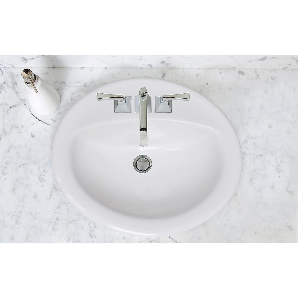 Design House 583203-WHT Traditional Simple Oval Drop-In Sink 20x17 Single Basin in White