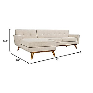 Modway EEI-2068-BEI-SET Engage Left-Facing Upholstered Fabric Sectional Sofa, Beige