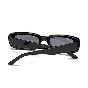 JUSLINK Rectangle Sunglasses for Women Trendy Retro Fashion 90s Sunglasses UV 400 Protection Square Frame Eyewear (Black)