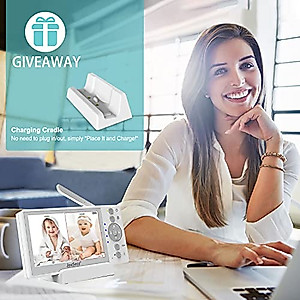 JouSecu Baby Monitor with 2 Cameras, Video Baby Monitor, 4.3 Inches LCD Split Screen, 1000ft Range Rechargeable Battery, with 2 Way Audio,Temperature Detection,Baby Crying Detection,Night Vision