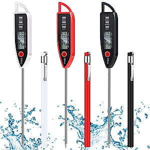 Copkim Waterproof Food Thermometer with Long Probe Digital Meat Thermometer for Water, Liquid, Candle and Cooking Instant Read Thermometer for Kitchen BBQ Grill Candy (Vivid Style)