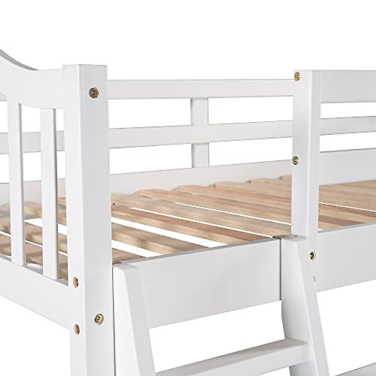 DNChuan Loft Bed with Desk/Drawers/Cabinet/Shelves, Wooden Loft Bed More Storage Space Twin Size - White