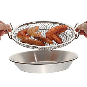 HEMOTON 1 Set Mesh Drain Pan Vegetable Tray Smokeless Grill Pan Stovetop Barbecue Grill Convenient Fruits Plate Filter Snack Storage Plate Dessert Plate Stainless Steel Fried