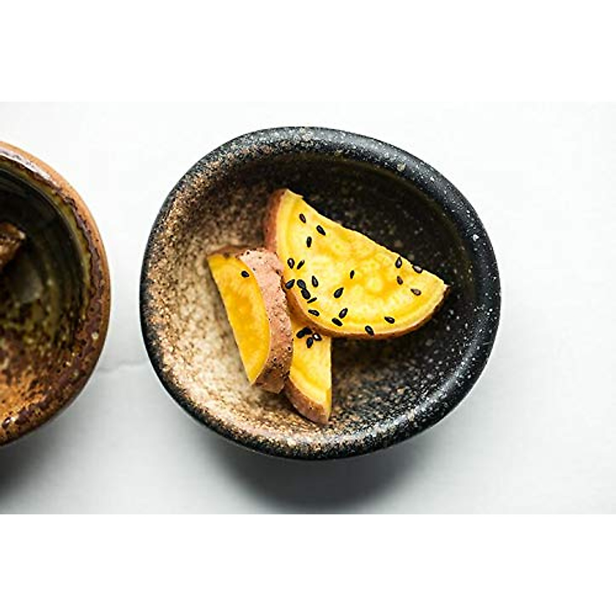 Colias Wing 3.5" Retro Style Black/Brown Stylish Design Multipurpose Porcelain Side Dish Bowl Seasoning Dishes Soy Dipping Sauce Dishes-Set of 5