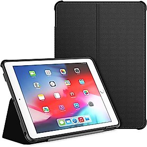 JETech Case for iPad 9.7-inch (2018/2017 Model, 6th/5th Generation), Double-fold Stand with Shockproof TPU Back Cover, Auto Wake/Sleep (Black)