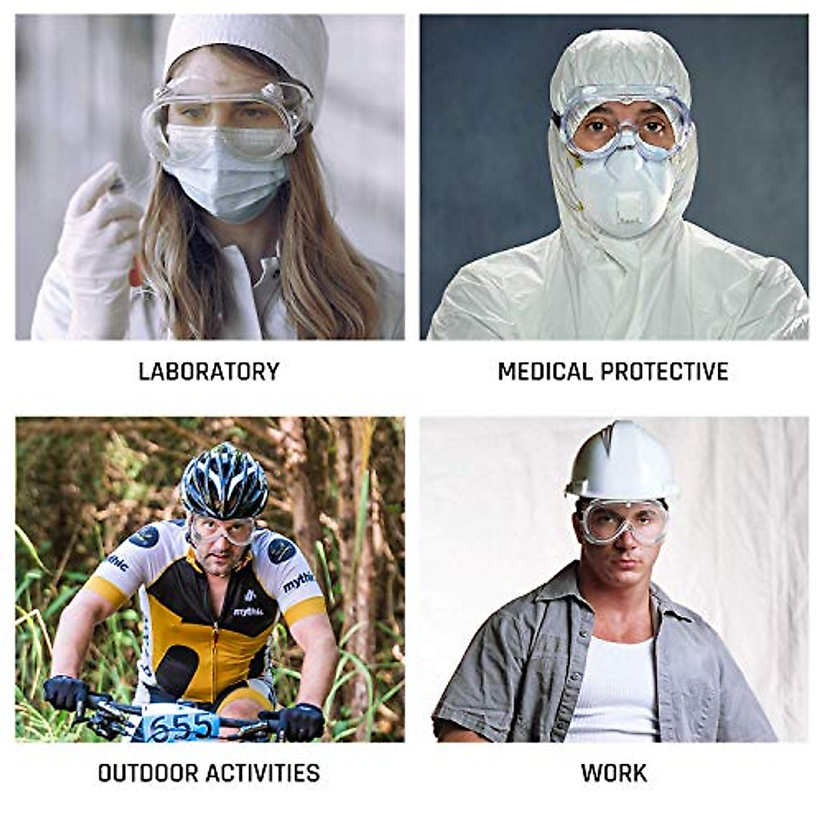 WOOLIKE Safety Goggles Medical Goggles Fit Over Eyeglasses Anti-Fog Safety Glasses Clear Lab Goggles chemistry Protective Eyewear ANSI Z87.1