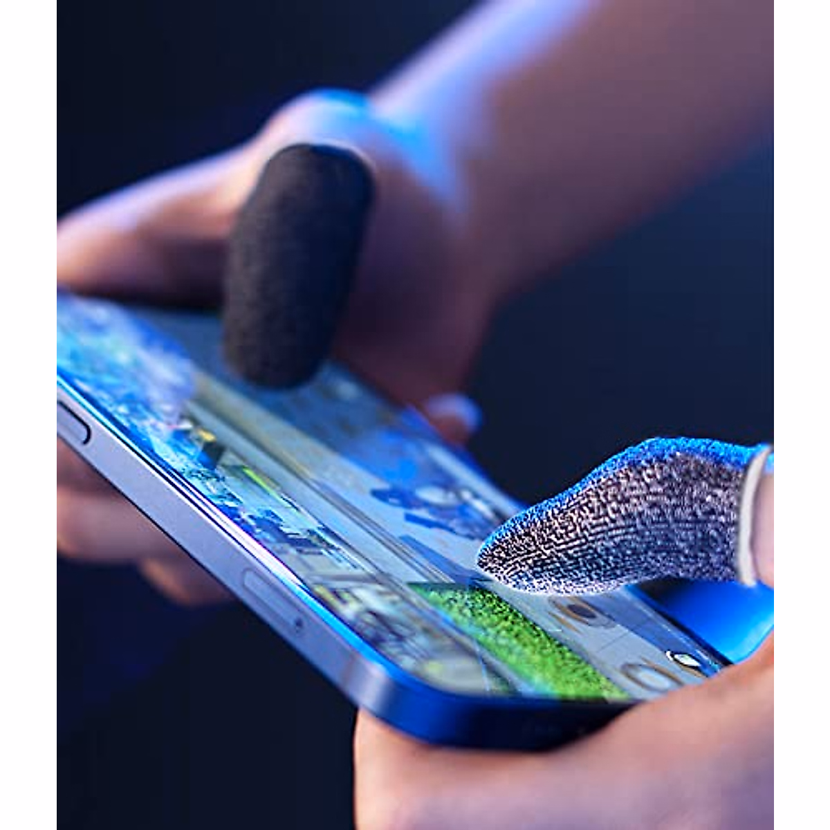 MOMOFLY 60% Silver Fiber Gaming Finger Sleeves (6 Pack) Anti-dislodging Touch Screen Breathable Anti-Sweat Shoot Aim Finger Cot for PUBG Mobile