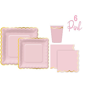Serves 24 Scalloped Pastel Party Set 24-10 Inch Plates 24-7 Inch Plates 24 Lunch Napkins 24 Beverage Napkins 24 Cups - 12 Ounce cups