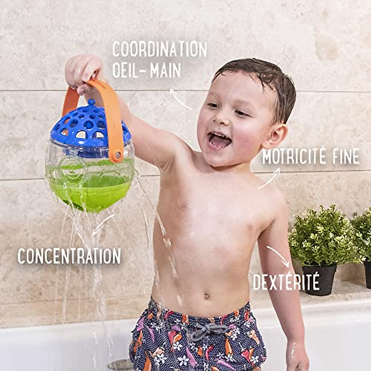 Lalaboom 3-in-1 Splash Ball And Educational Pop Beads Bath Toy - 12 Pieces - Ages 12 Months to 4 Years - BL510