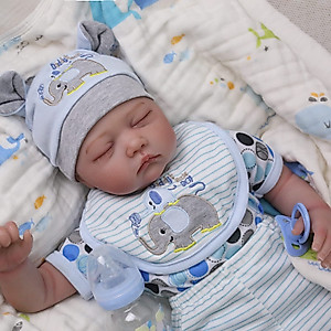 Kaydora Reborn Baby Dolls, 22 Inch Lifelike Newborn Baby Doll Boy, Realistic Sleeping Dolls That Look Real, Handmade Weighted Vinyl Christmas Reborn Gift Set for Kids Age 3+