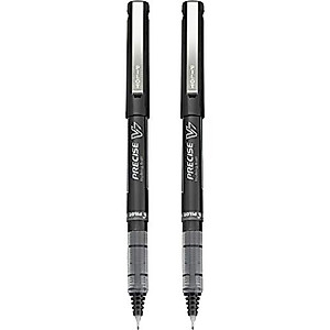 PILOT Precise V7 Stick Liquid Ink Rolling Ball Stick Pens, Fine Point (0.7mm) Black Ink, 2-Pack (25010)