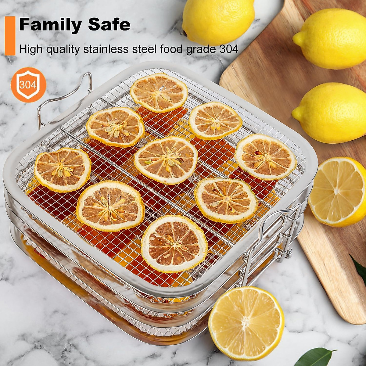 SICHEER Dehydrator Rack Stainless Steel Stand Accessories Compatible with Instant Vortex Plus 6 quart Air Fryer, Ninja Foodie Grill, Chefman 8 quart Air Fryer, 4 layers