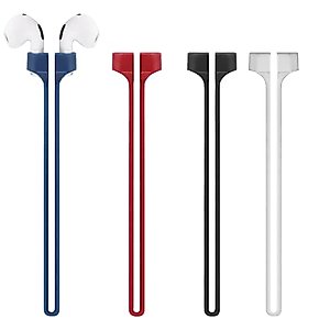 Kedoo Magnetic Anti-Lost Straps for AirPods 1/2/3/Pro/Pro 2, 4 PCS Colorful Soft Silicone Sports Lanyard, Neck Rope Cord for Running, Fitness, Dancing (Black White Blue Red)