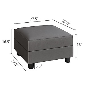 LLappuil Modular Sectional Storage Couch Ottoman Seats，Storage Ottoman Footrest Modules for Customizable Sectional Sofa, Breathable Solft Fabric, Washable, Removable, Dark Grey
