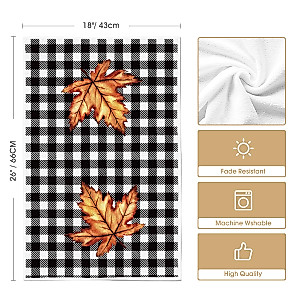 Artoid Mode Buffalo Plaid Pumpkin Hello Fall Kitchen Towels Dish Towels, 18x26 Inch Decoration Hand Towels Set of 4