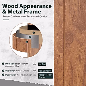 YOLENY 12' x 14' Hardtop Gazebo Faux Wood Grain Metal Gazebo with Aluminum Frame, Galvanized Steel Double Roof, Outdoor Patio Gazebo Pergolas with Netting and Curtains for Backyard, Patio, Lawns