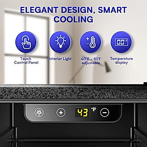 FREE VILLAGE Wine Fridge - Wine Beverage Refrigerator & Cooler with 2.6 cu.ft., 95 Cans, 40°F-61°F Adjustable Temp, Touch Controls, LED Lighting, Perfect for Student Dormitories, Home, Office, Bar