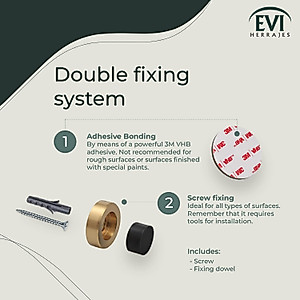 EVI | Wall Mounted Doorstop | Natural Silicone | Adhesive or Screw Installation | Brass Matte | Mod. I-254 (Brass Matte - Black Rubber)