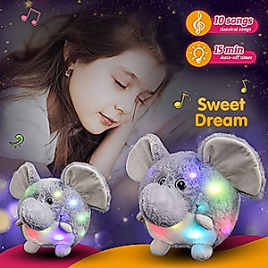 SpecialYou Creative Musical Glow Elephant Chubby Light up Stuffed Elephant Plush Toys Animated Soothe Kids Emotions Christmas Festival Gift for Toddlers,9''
