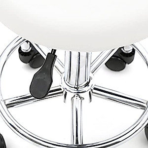 Round Shape Adjustable Salon Stool with Back and Line White