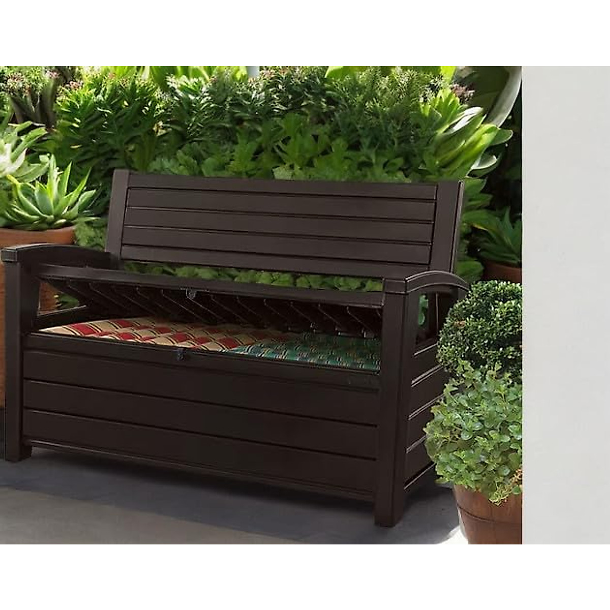 Generic 60 Gallon Plastic Resin Outdoor Storage with Sitting (Non-Brushed Brown), Onesize