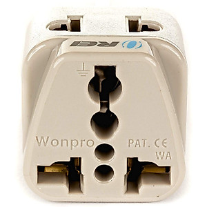 OREI Grounded Universal 2 in 1 Plug Adapter Type H for Israel & more- CE Certified - RoHS Compliant WP-H-GN