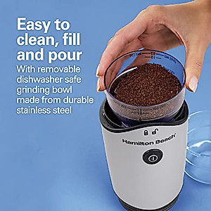 Hamilton Beach 4.5oz Electric Coffee Grinder For Beans, Spices & More, Stainless Steel Blades, Silver (80350RV)