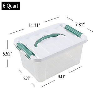 Anbers 5.5 Quart Clear Plastic Box with Lid, 4 Packs Latch Storage Bin