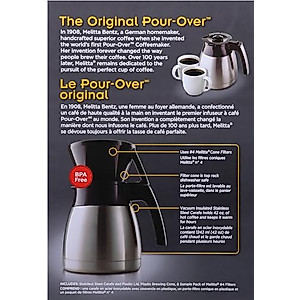 Melitta Pour-Over Coffee Brewer & Stainless Steel Carafe Set with Coffee Filters, 42 Ounce Set