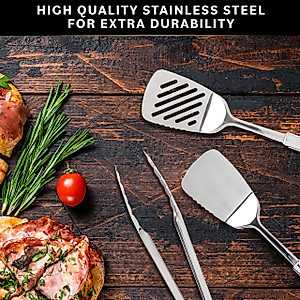 Home Hero 32 Pcs Stainless Steel Kitchen Utensils Set - Nonstick Stainless Steel Cooking Utensils Set - Heat Resistant Kitchen Essentials & Metal Kitchen Gadgets (32 Pcs Set with Utensils Holder)